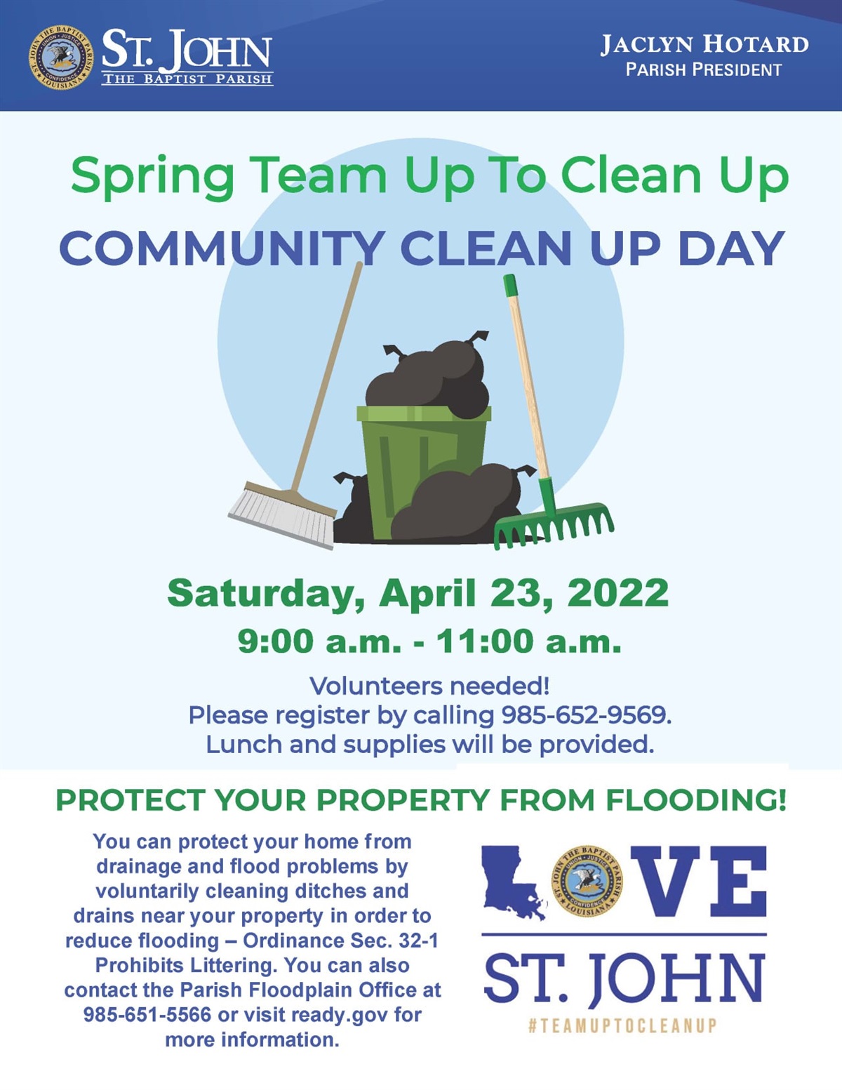 Spring Team Up to Clean Up St. John the Baptist Parish
