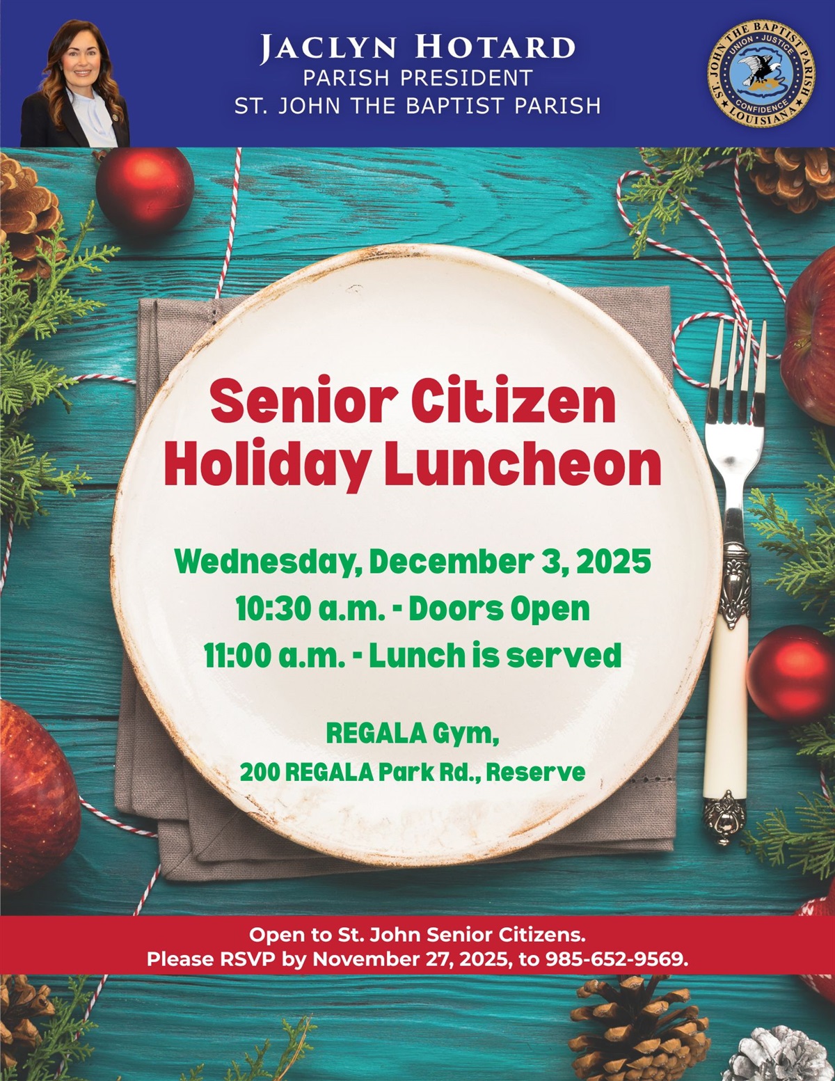 Senior Citizen Holiday Luncheon! St. John the Baptist Parish